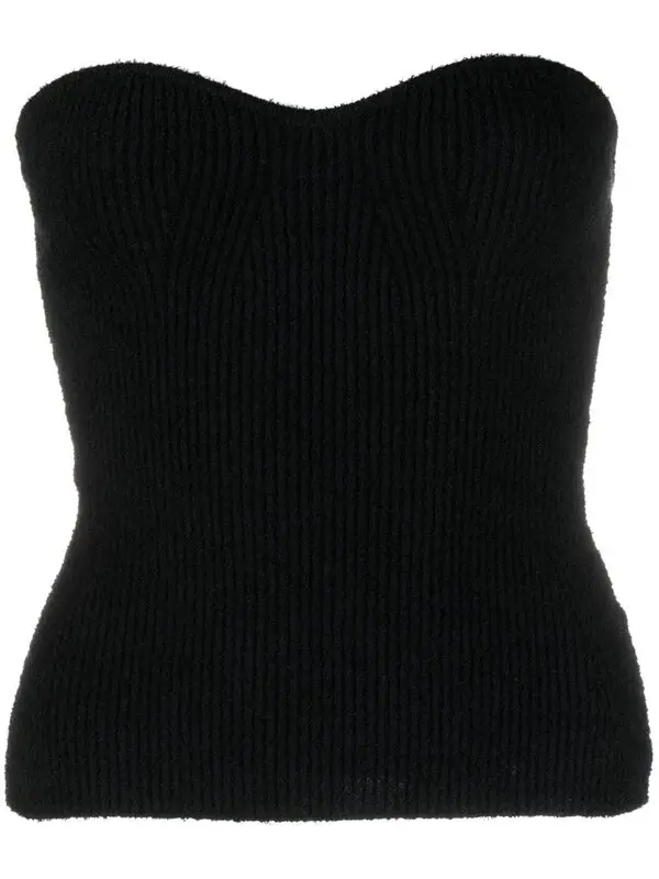 Wardrobe.NYC Ribbed-knit Bandeau Top - Black