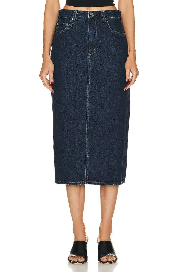 GOLDSIGN The Low Slung Skirt In Denim-dark