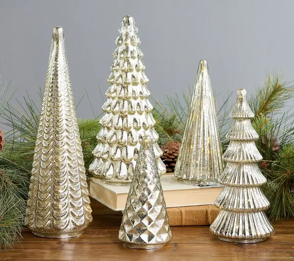 BFF COLLECTION BY JENNIE & TORI Bff Collection Set Of 5 Illuminated Mercury Glass Trees