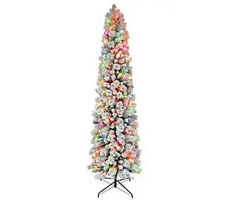 PULEO INTERNATIONAL 7.5 Ft Pre-lit Flocked Port Land Tree