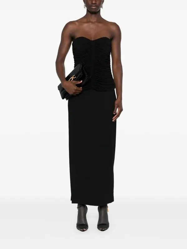 Saint Laurent Ruched Strapless Top - Black