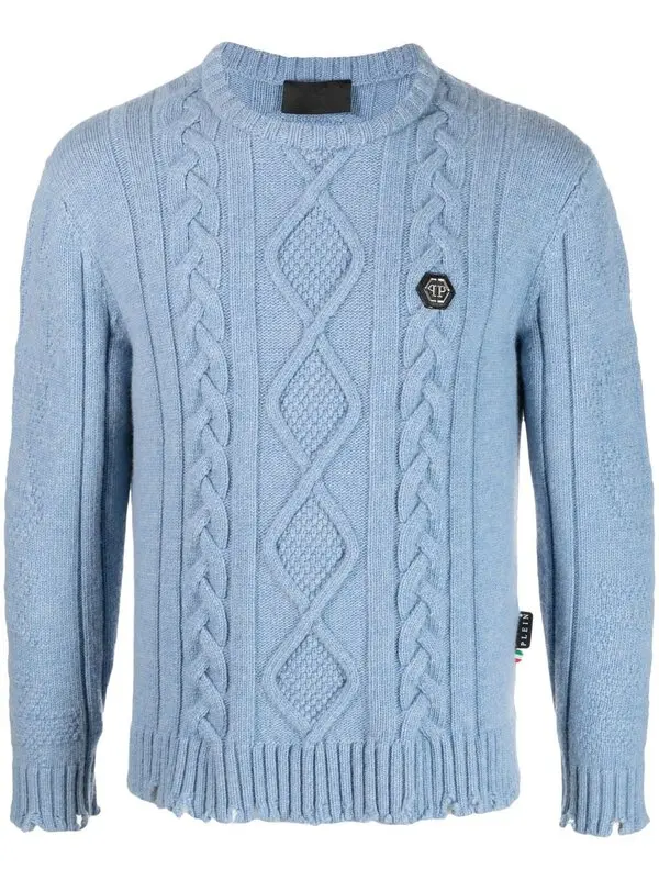 Philipp Plein Skull-Motif Lambswool Jumper In Blue 60% Off