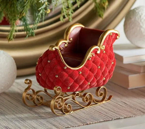 VALERIE PARR HILL Flocked Sleigh With Beading And Scroll Runner Valerie