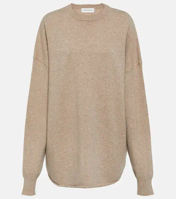 Extreme Cashmere N°53 Crew Hop Sweater In Beige - 30% Off