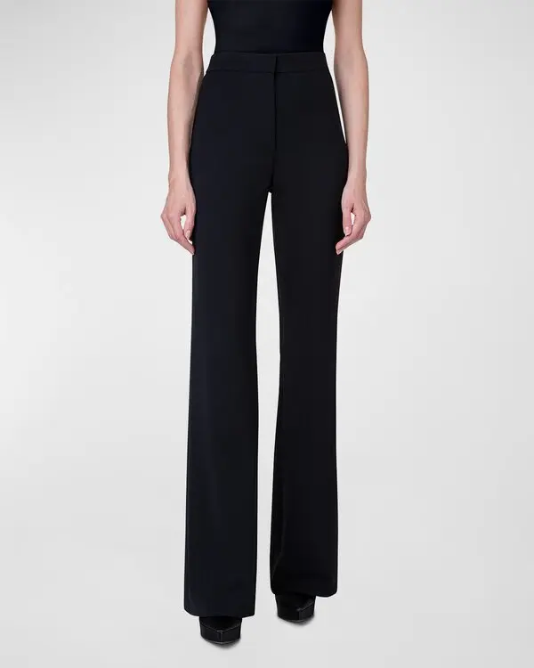 Akris Courtney Wool Crepe Bootcut Pants - Black