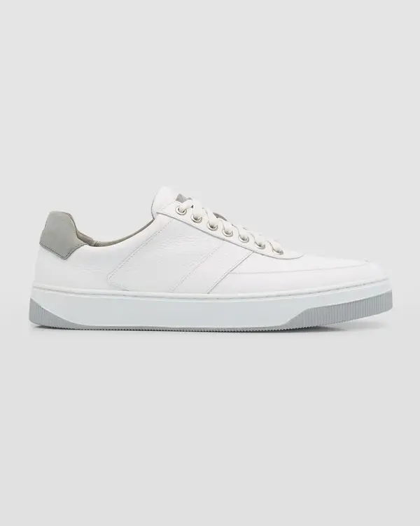 Peter Millar Vantage Pebble Grain Leather Low-top Sneakers - White