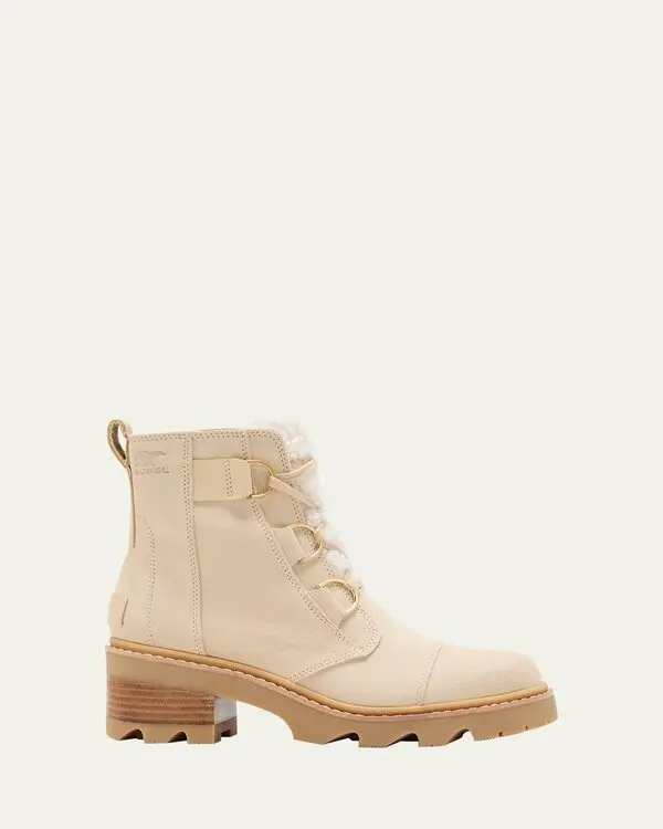 Sorel Joan Suede Lace-up Boots - Bleached Ceramic, Gu