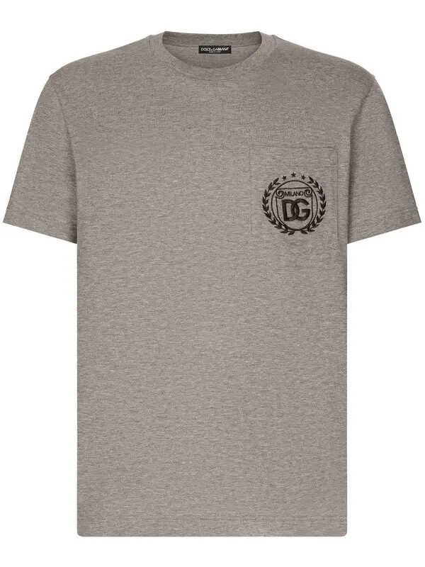 Dolce & Gabbana Embroidered-logo Cotton T-shirt - Grey