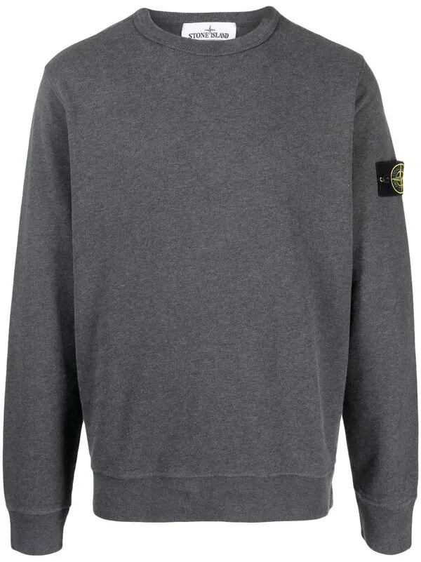 Stone Island Compass-patch Cotton Sweatshirt - Grey
