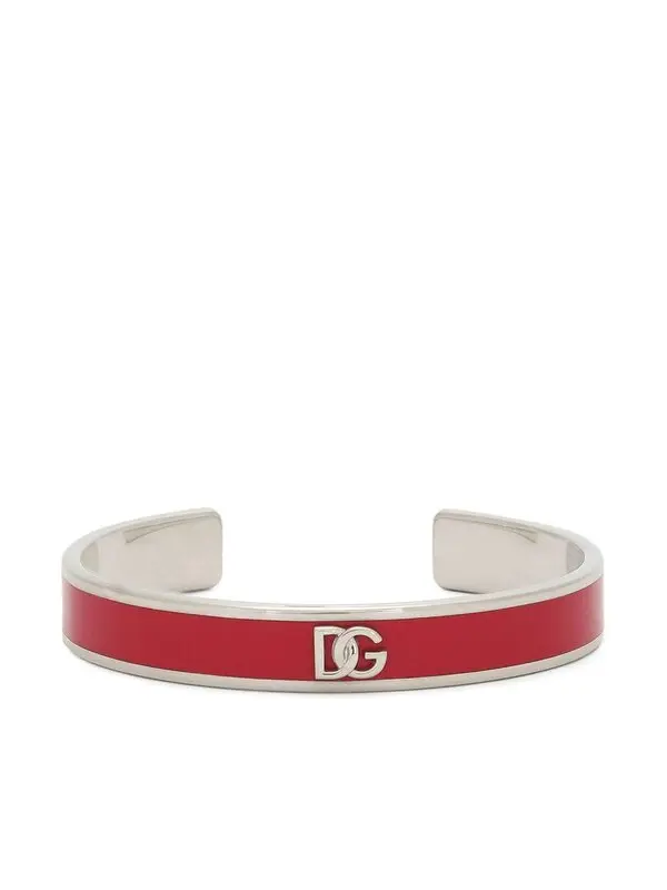 Dolce & Gabbana Logo-plaque Cuff Bracelet - Silver
