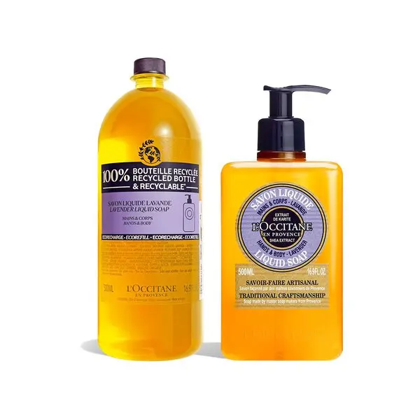 L'OCCITANE Shea Lavender Hands & Body Liquid Soap Duo 33.8