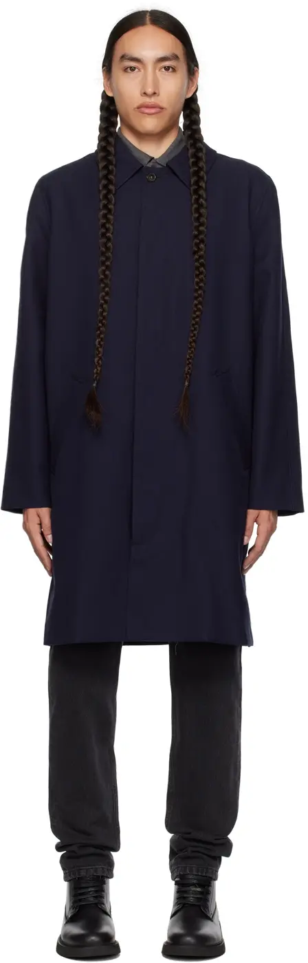 Navy Phil Rallongé Rain Coat In Iak Dark Navy 55% Off