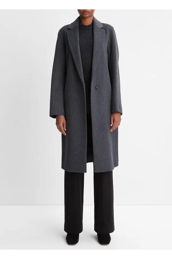 Vince Classic Wool-blend Straight Coat - Gray