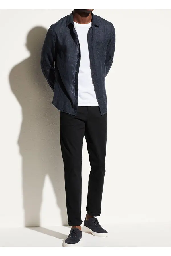 Vince Double Face Long Sleeve - Navy