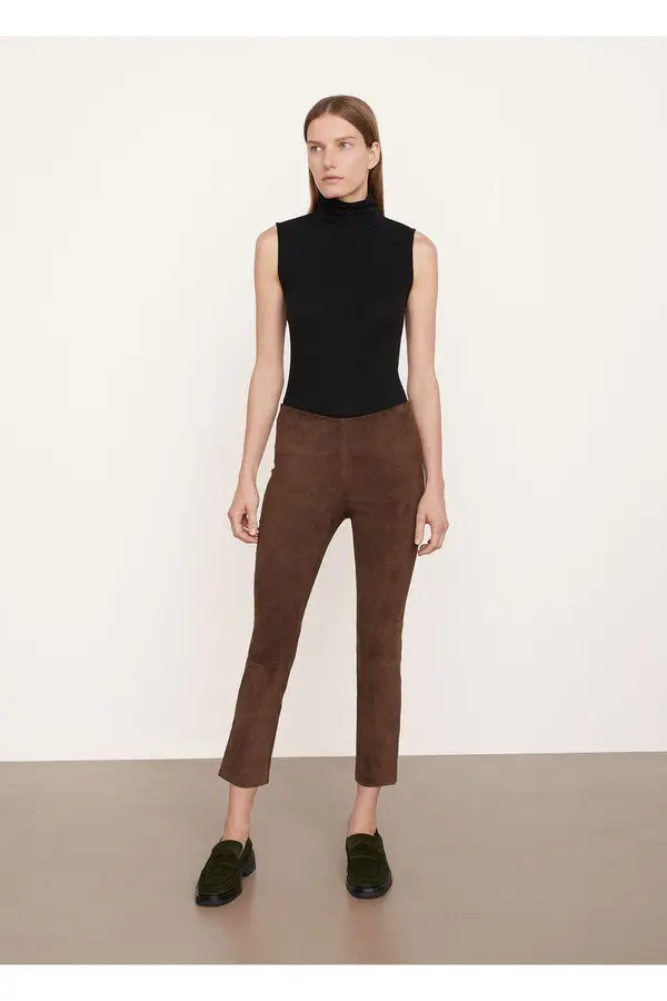 Vince Stretch Suede Split Hem Crop Legging