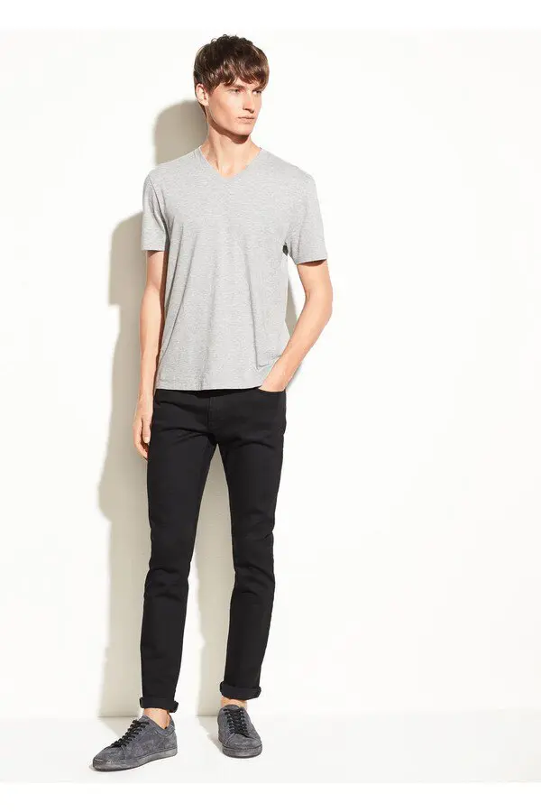 Vince Pima Cotton V-neck T-shirt - Gray