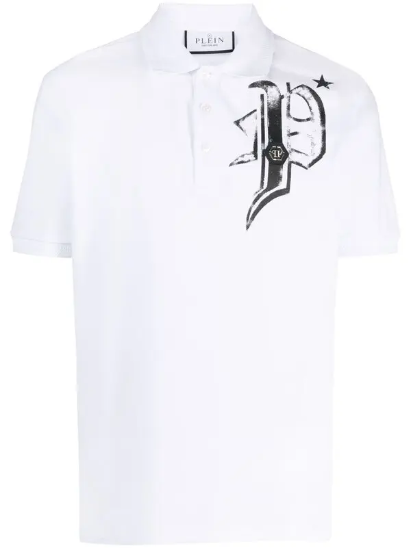 Philipp Plein Logo-print Cotton Polo Shirt - White
