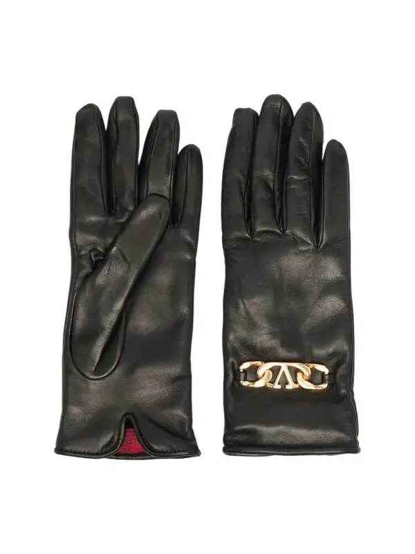 Buy Valentino Garavani Vlogo Leather Gloves Black At 33 Off