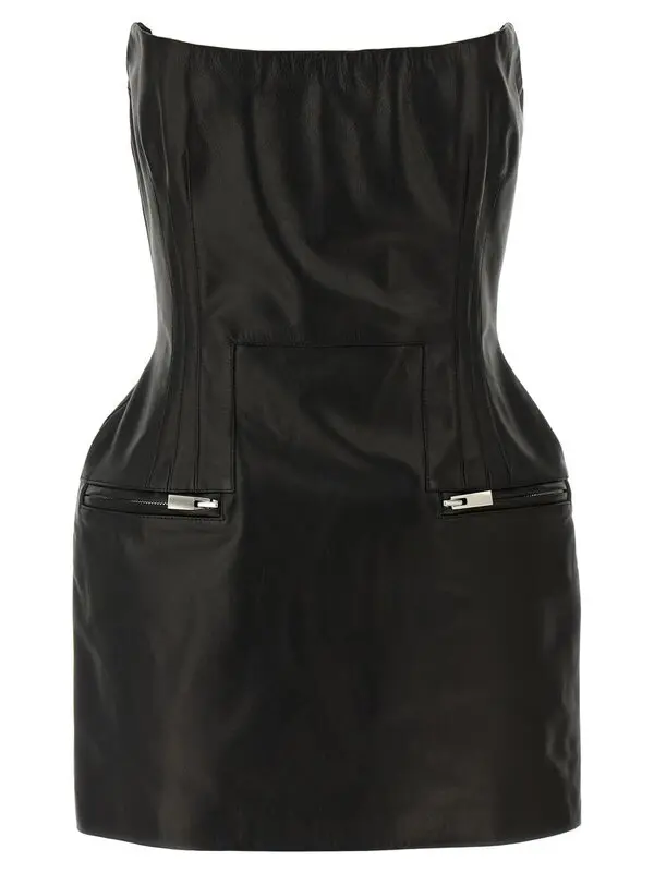 Magda Butrym Leather Mini Dress - Black