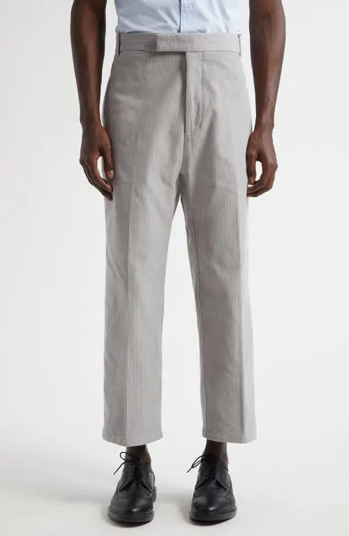 Thom Browne Unconstructed Straight Leg Corduroy Pants - Light Grey
