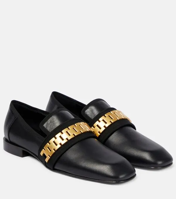 Victoria Beckham Chain-Detail Leather Loafers In Black 32% Off
