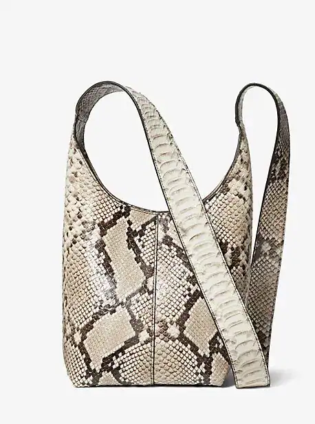 Michael Kors Dede Mini Python Embossed Leather Hobo Bag - Red ...