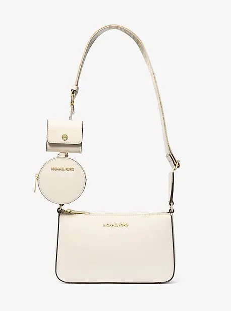 Michael Kors Jet Set Saffiano Leather Crossbody Bag With Airpods Pro Case - Natural