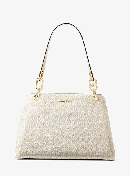 Michael Kors Trisha Large Logo Shoulder Bag - Natural