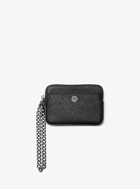 Michael Kors Medium Saffiano Leather Chain Card Case - Black