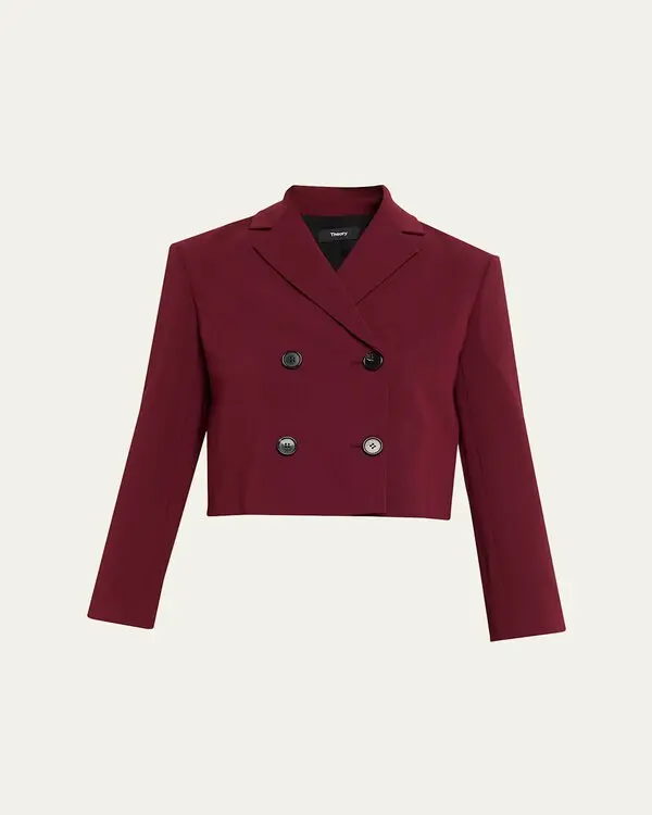 Theory Cropped Double-breasted Jacket - Grenache