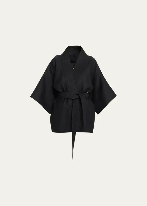 Wardrobe.NYC Belted Wool Kimono Black Editorialist
