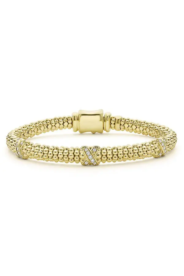 Lagos Embrace 18k Diamond Caviar Bracelet