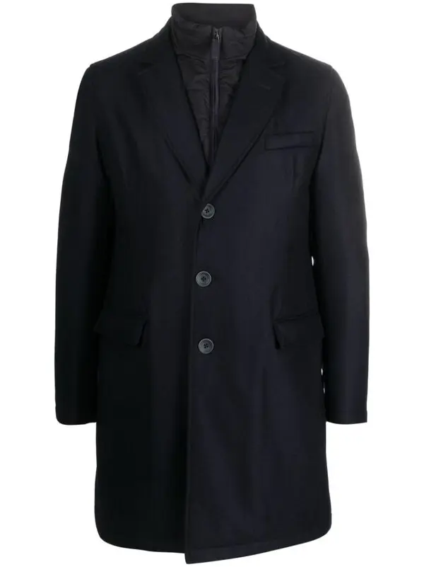 Herno Hybrid High-neck Single-breasted Coat - Blue