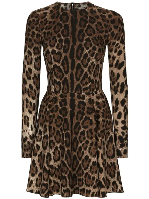Dolce & Gabbana Leopard-print Short Dress - Brown