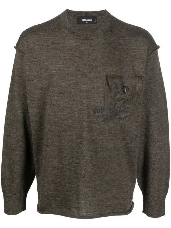 Dsquared2 Flap Pocket Crew Neck Jumper - Green
