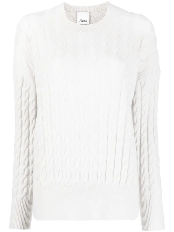ALLUDE Cable-knit Long-sleeve Jumper - Neutrals