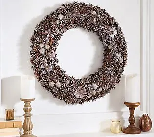EBENEZER & CO. As Is 28' Flocked Natural Pinecone Wreath