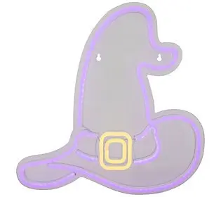 NORTHLIGHT 15' Led Lit Neon Style Witch Hat Win Dow Silhouette