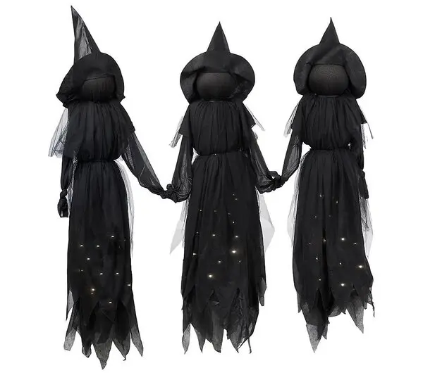 EVERGREEN Set Of 3 Led Witch Garden Stakes