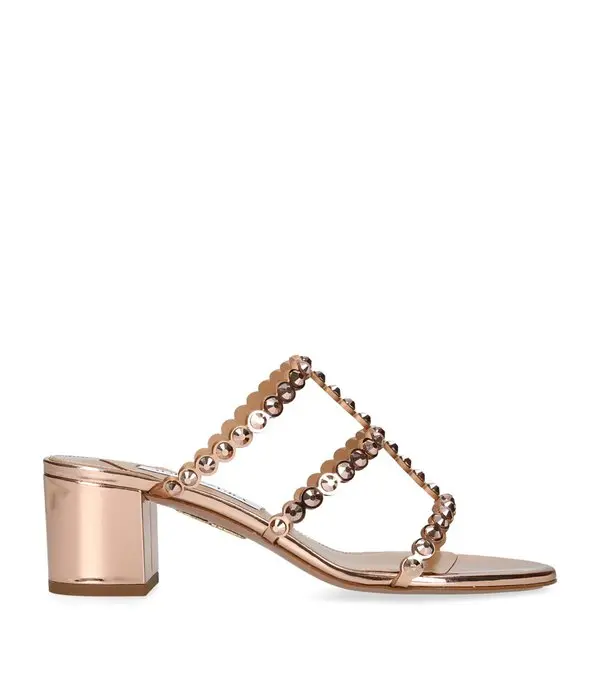 Aquazzura Stud-Embellished Tequila Sandals 50 In Gold 43% Off