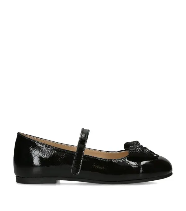 BABYWALKER Crystal Bow Ballet Flats - Black