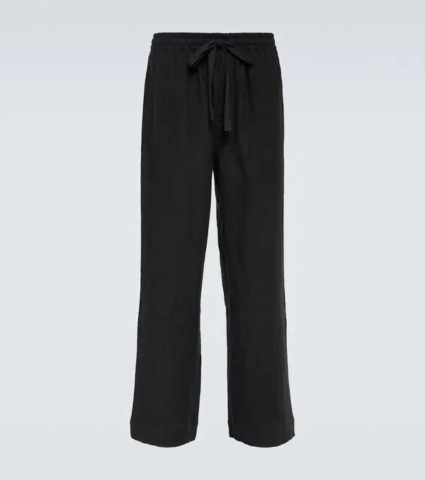 Commas Wide-leg Linen Pants - Black