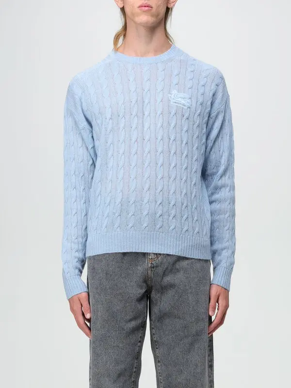 Etro Cashmere Sweater With Tricot Workmanship - Blue 1