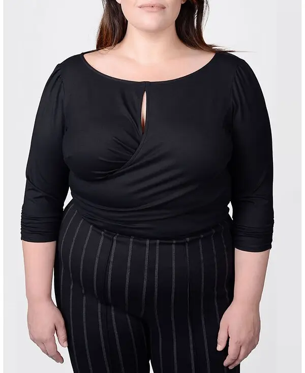 MAYES NYC Tamara Keyhole Wrap Top - Black