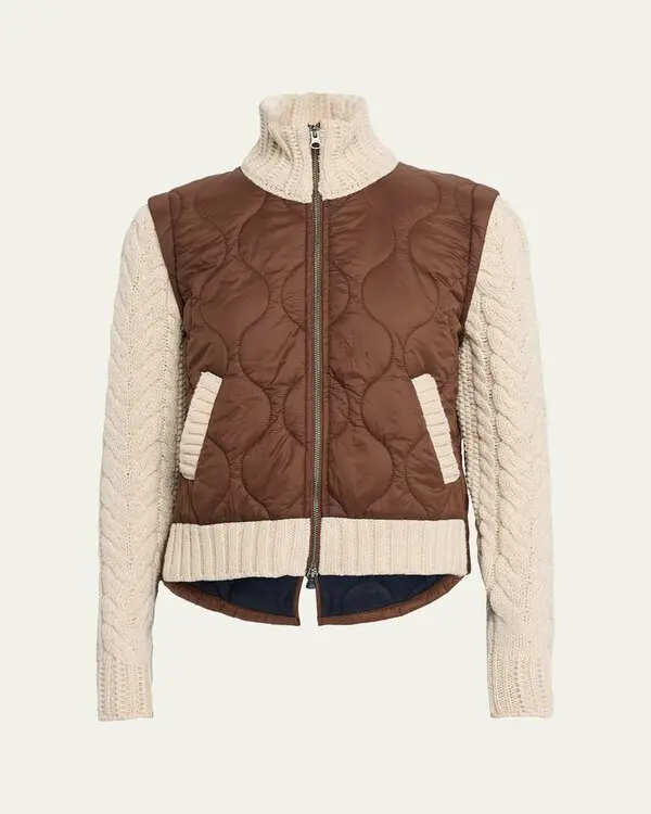 Veronica Beard Patra Mixed-media Jacket - Mocha Heat