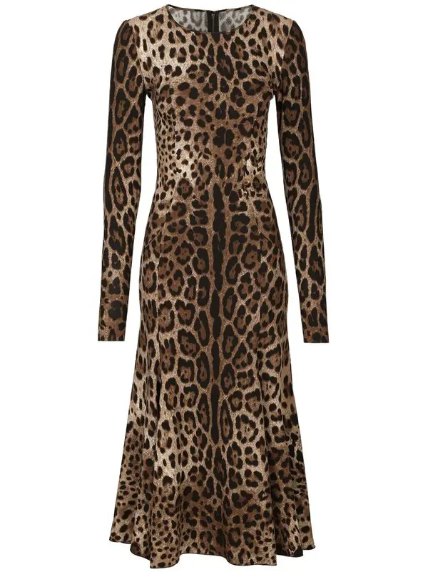 Dolce & Gabbana Leopard-print Midi Dress - Brown