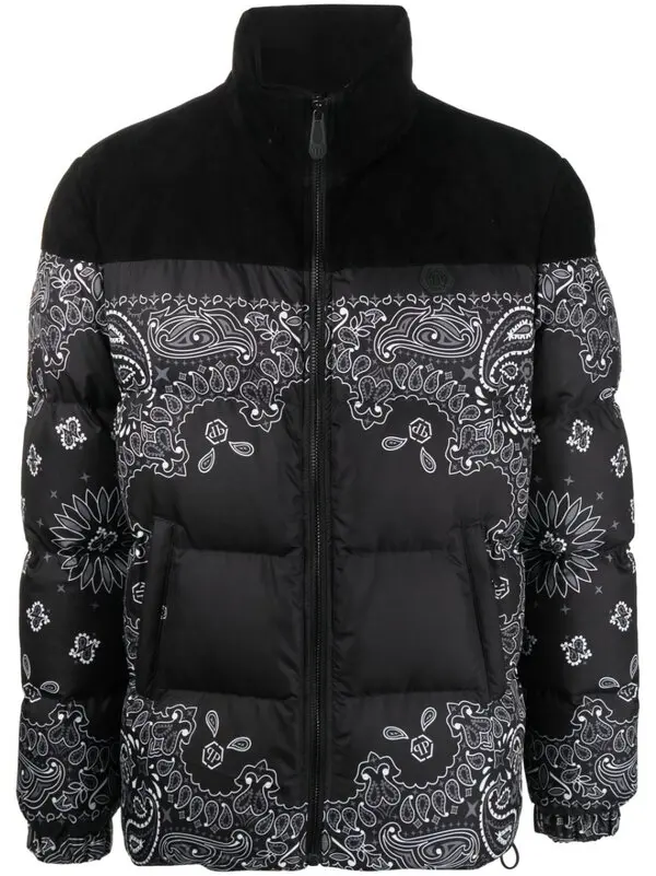 Philipp Plein Bandana-print Padded Jacket - Black