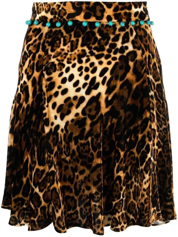 Roberto Cavalli Ocelot-print Velvet Mini Skirt