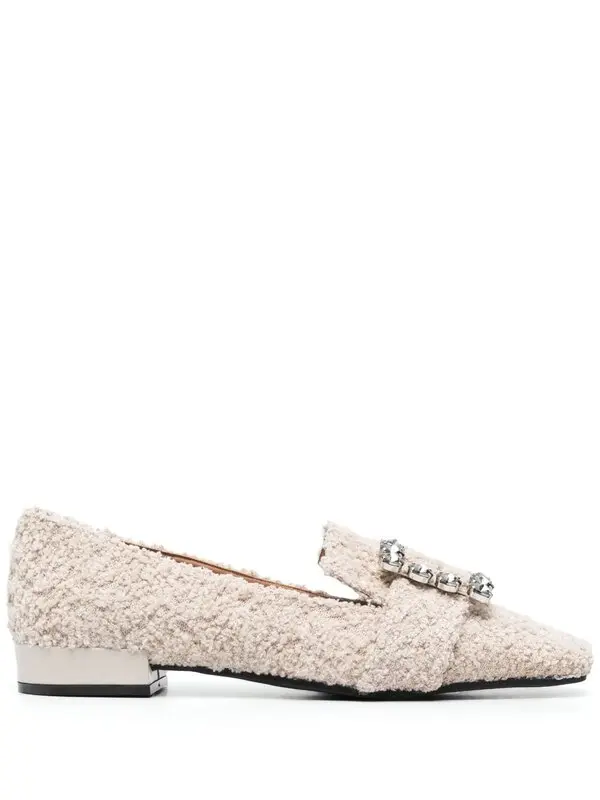 Roberto Festa Felisa Crystal-embellished Tweed Loafers - White ...