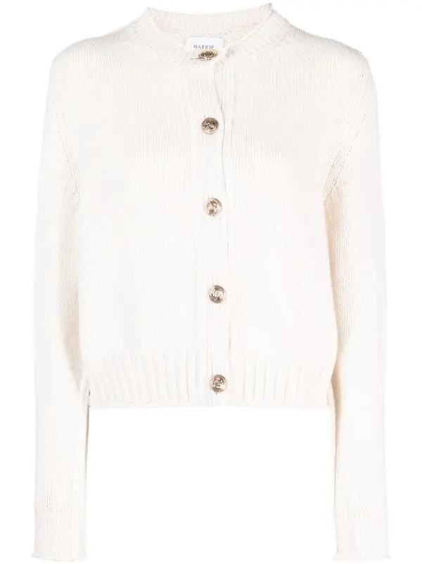 BARRIE Button-up Cashmere Cardigan - Neutrals